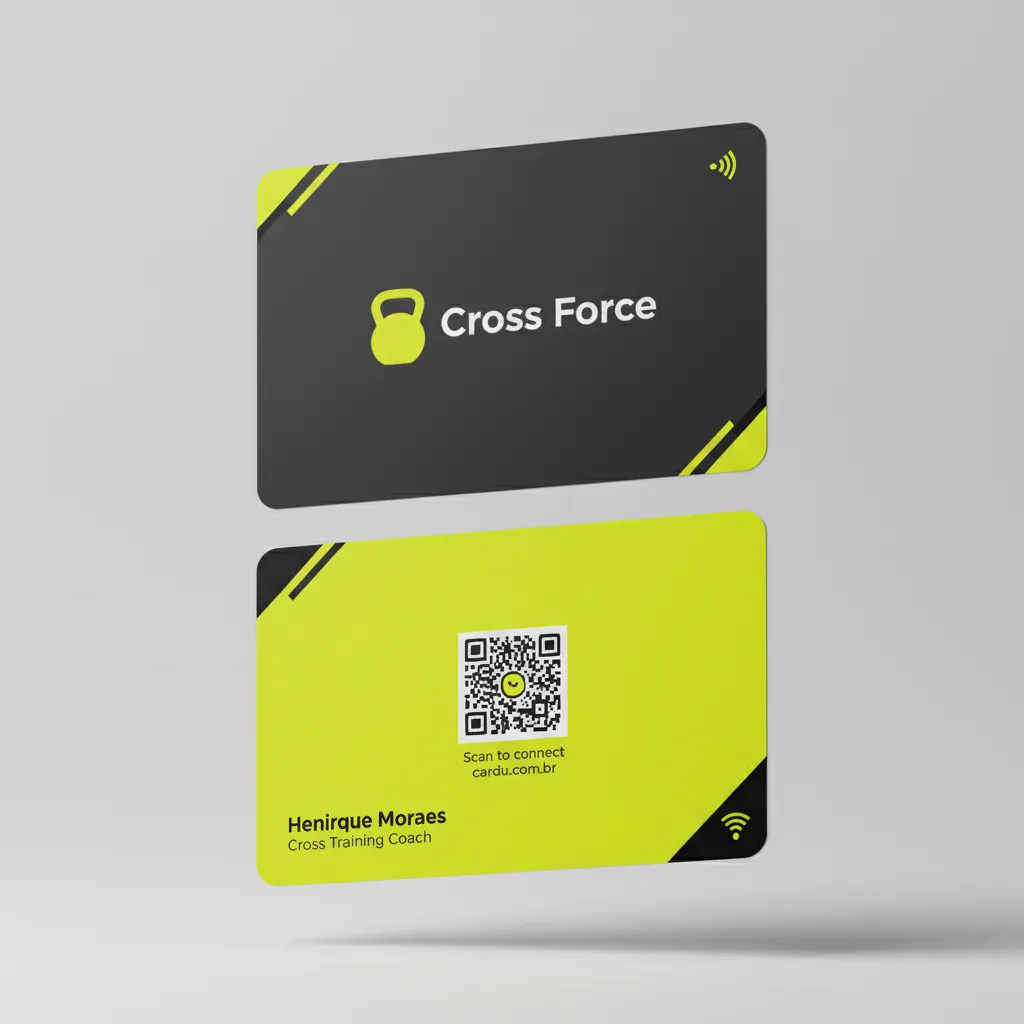 Cartão de Visita Digital NFC com QR Code para instrutor de cross ...